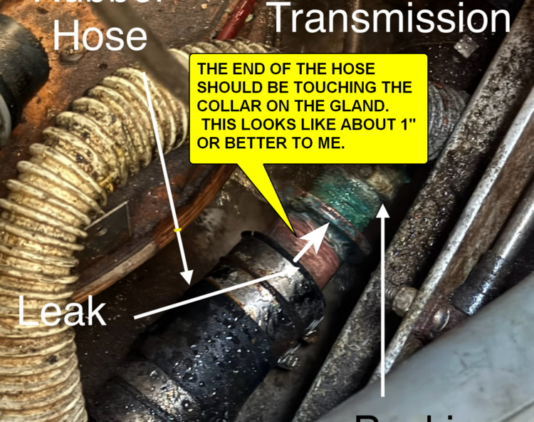 Rubber hose for prop shaft packing gland leaking, misaligned prop shaft ...