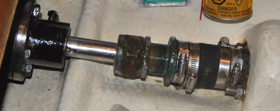 Rubber hose for prop shaft packing gland leaking, misaligned prop shaft ...