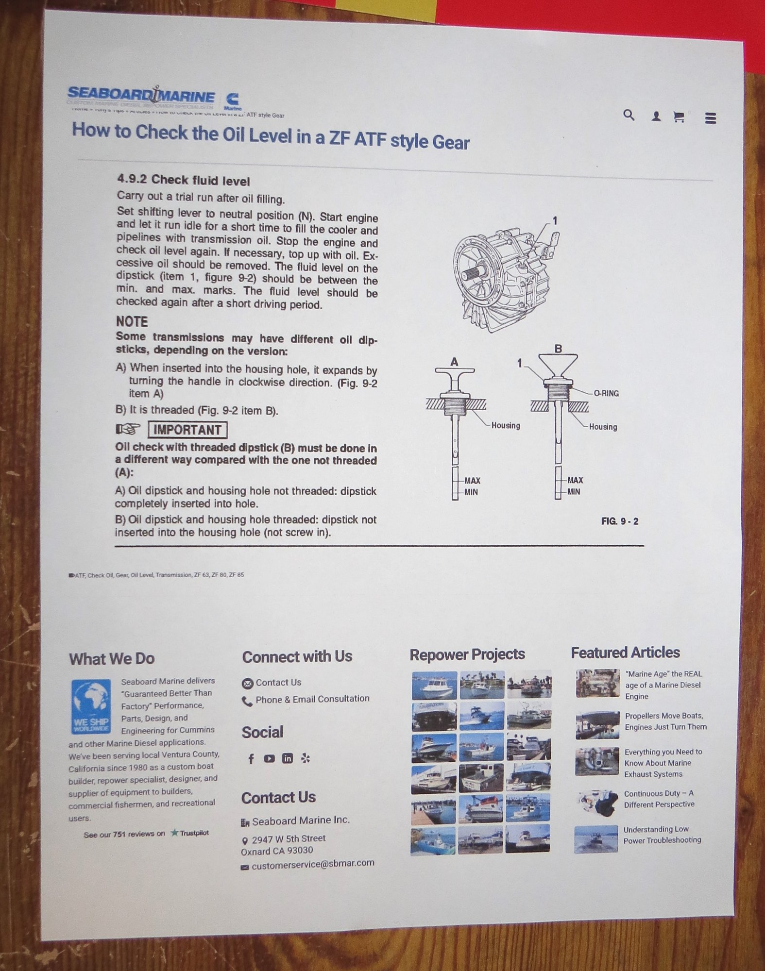 Changing transmission fluid in my ZF Hurth HBW 50 transmission. How ...