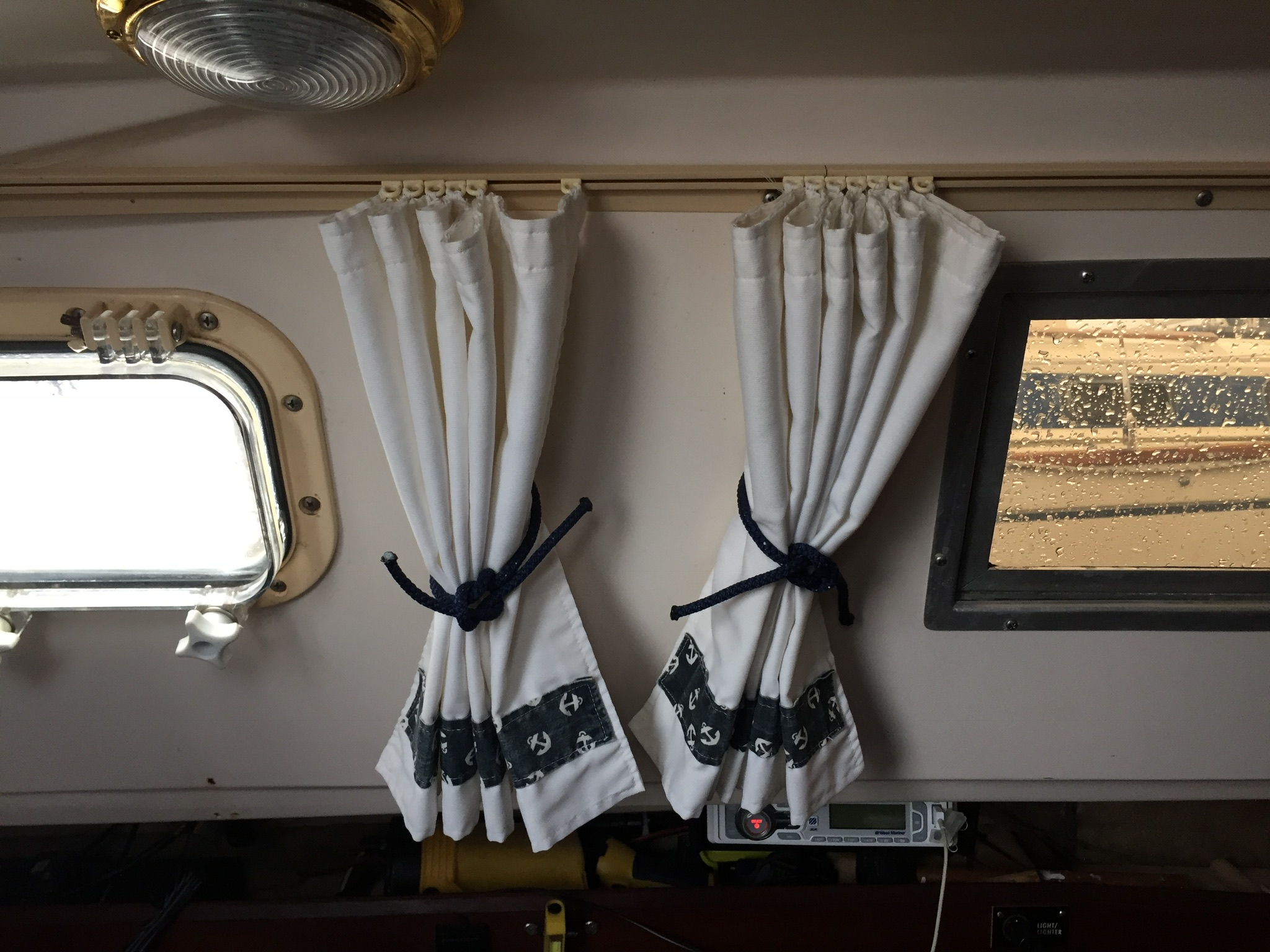 Tracks for hanging curtains? If so, what hangers? | Sailboat Owners Forums