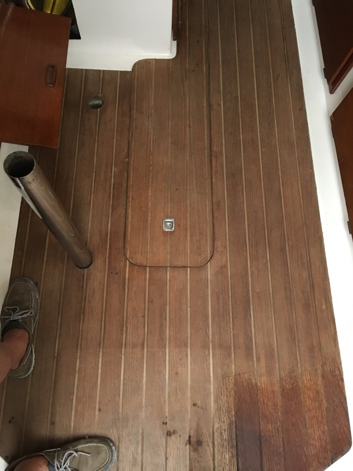 Cabin sole before refinishing | Sailboat Owners Forums