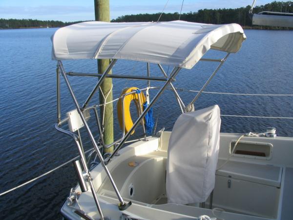 Installed the Strapless Bimini kit. | Sailboat Owners Forums