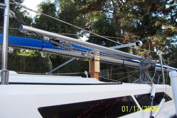 Mast raising system on deck stowage, starboard side. | Sailboat Owners ...